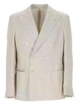 L.B.M. 1911 Double-breasted Linen Blazer - Neutrals