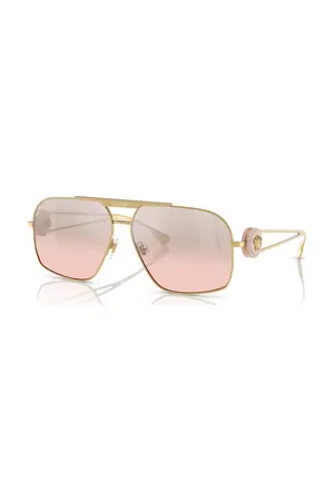 Versace Irregular Sunglasses With Light Mirror Gradient Silver Lenses - Pink