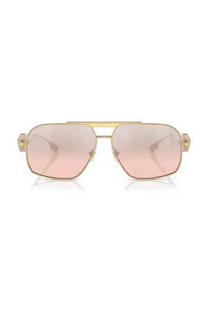 Versace Irregular Sunglasses With Light Mirror Gradient Silver Lenses