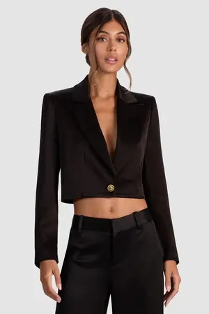 Alice + Olivia Ines Cropped Boxy Blazer