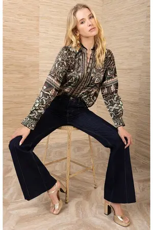 Hale Bob Etta Beaded Silk Top - Black