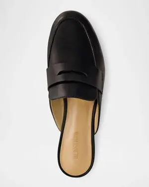 Bernardo Leather Penny Loafer Mules - Black