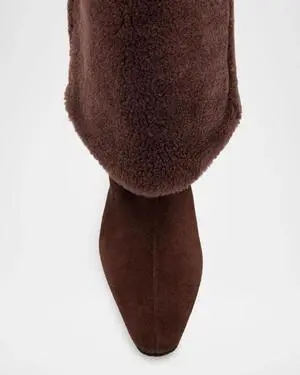Staud 90mm Wally Shearling Knee-high Boots - Espresso