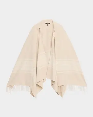 Loro Piana Daisy Cashmere Fringed Scarf Cape - Medium Beige