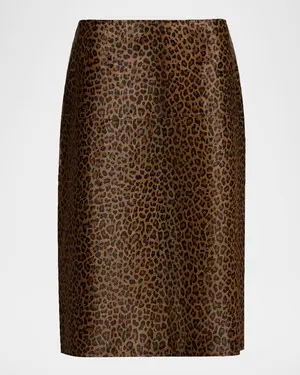 FRAME Calf Hair Leopard Pencil Skirt - Leopard