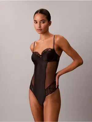 Calvin Klein Floral Lace Bodysuit - Black