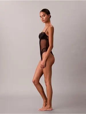 Calvin Klein Floral Lace Bodysuit - Black