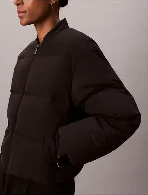 Calvin Klein Short Puffer Jacket With Scarf - Black