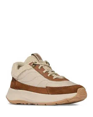Fitflop F-mode Flow Shearling Mix Sneakers - Deep Tan/camel