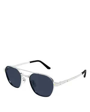 CARTIER 52mm Pilot Sunglasses - Silver