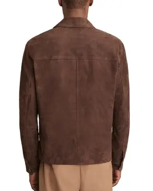 REISS Suede Trucker Jacket - Chocolate