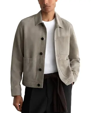 REISS Suede Trucker Jacket - Grey