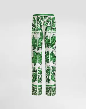 Dolce & Gabbana Majolica Silk Twill Vanity Trousers - Print