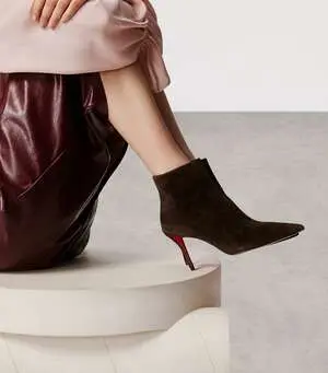 CHRISTIAN LOUBOUTIN Miss Z Suede Ankle Boots - Red