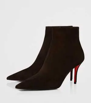 CHRISTIAN LOUBOUTIN Miss Z Suede Ankle Boots - Red