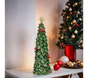 YOUNG'S INC. Young's Resin Christmas Tree With Led And Timer