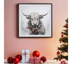YOUNG'S INC. Young's Wood Frame Highland Cow Canvas Wall Art - One-color