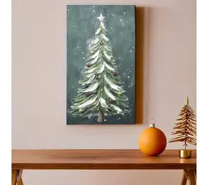 YOUNG'S INC. Young's Canvas Christmas Tree Covered In Snow W All Art - One-color