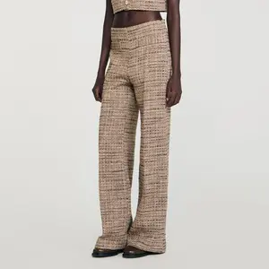 Sandro Decorative Tweed Wide Leg Trousers - Brown