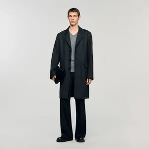 Sandro Wool Broadcloth Coat - Dark Grey