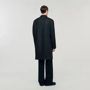 Sandro Wool Broadcloth Coat - Dark Grey