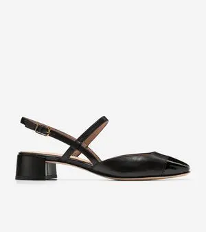 Cole Haan Pella Block Heel Slingback - Black Patent