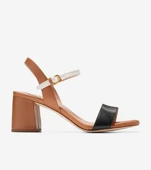 Cole Haan Josie Block Heel Sandals - Pecan-ivory-black