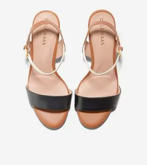 Cole Haan Josie Block Heel Sandals - Pecan-ivory-black