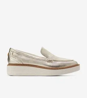 Cole Haan Riginalgrand Platform Venetian Loafers - Soft Gold-ivory