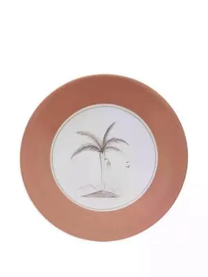 MARIE DAAGE Bamboo Colonies Palm-tree Round Charger Plate - White