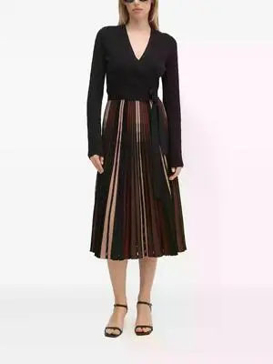 Diane Von Furstenberg Wrap Pleated Midi Dress - Black