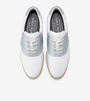 Cole Haan Riginalgrand Saddle Golf Shoes - Optic White-metallic Silver