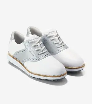Cole Haan Riginalgrand Saddle Golf Shoes - Optic White-metallic Silver