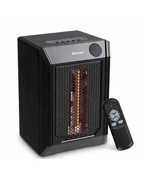 COSTWAY 1500w Portable Electric Space Heater With 2h Timer Led Remote Control Room Office
