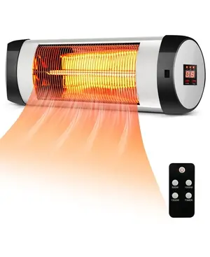 COSTWAY Patio Electric Heater Wall-mounted Infrared Heater - Black