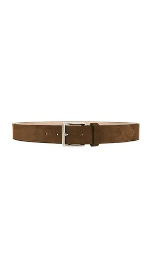 Vince 35mm Flat Suede Belt - Chocolate Palladium