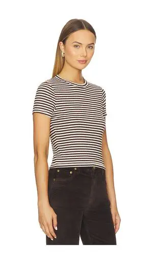 Rag & Bone Luca Stripe Rib Baby Tee - Ivory Brown Multi