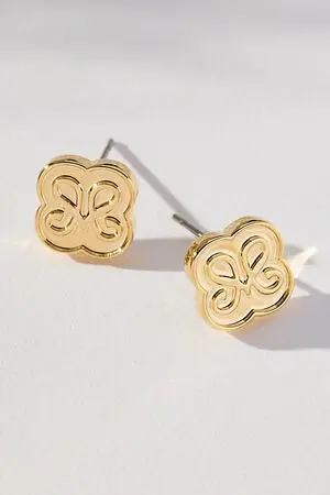Maeve Logo Stud Earrings - Gold