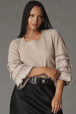 CONDITIONS APPLY Lace-trim Long-sleeve Top