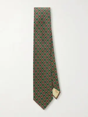 Rubinacci Silk-jacquard Neck Tie - Green