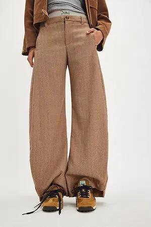 Free People Spotlight Herringbone Trousers - Dean Suiting Yellow Combo