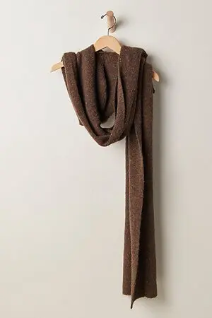 Free People Wrap Me Up Hooded Scarf - Chocolate
