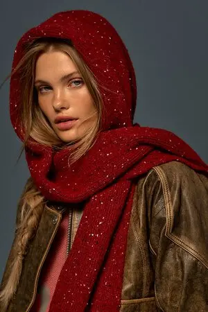 Free People Wrap Me Up Hooded Scarf - Red