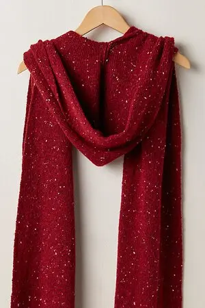 Free People Wrap Me Up Hooded Scarf - Red
