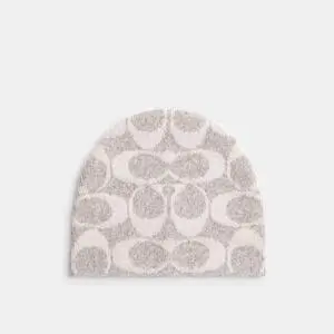 COACH Signature Knit Beanie - Grey Birch