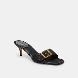 COACH Margot Sandal In Signature Jacquard With Kitten Heel - Black