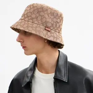 COACH Signature Jacquard Bucket Hat - Tan