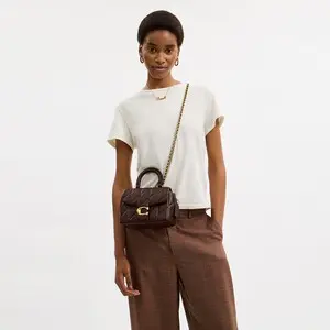 COACH Tabby Top Handle Bag With Quilting - Brass/maple