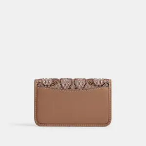 COACH Essential Slim Card Case In Crystal Signature Jacquard - Brass/mushroom