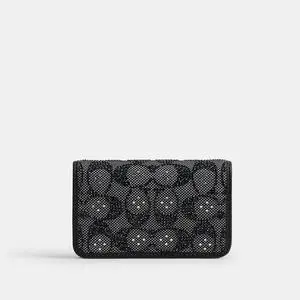COACH Essential Slim Card Case In Crystal Signature Jacquard Silver/black